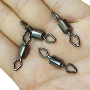 Unclesport 100 PCS Fishing Rolling Swivels Diamond Eye High Speed Saltwater Freshwater Ice Fishing Tool Bass Fishing Gear 3/0#-Length/Rated:1.14"/156LB