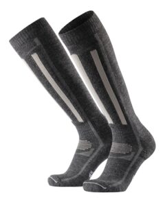 danish enurance merino wool performance ski socks for men, women & kids, dark grey/light grey, us women 8-10 // us men 6.5-8.5