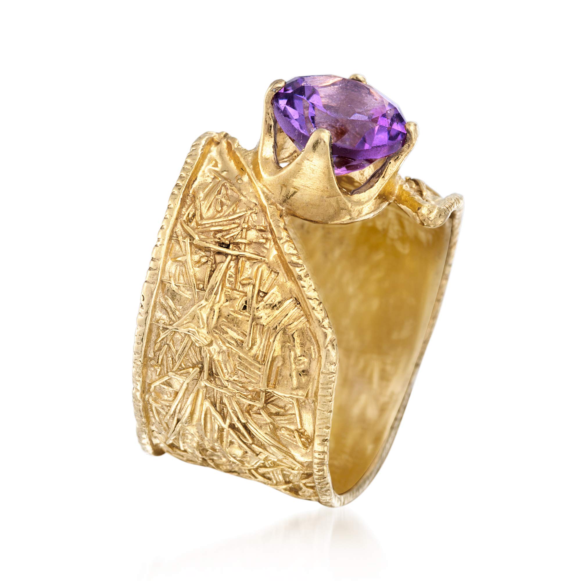 Ross-Simons 1.50 Carat Amethyst Bypass Ring in 18kt Gold Over Sterling. Size 8