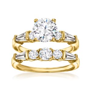 ross-simons 2.60 ct. t.w. cz bridal set: engagement and wedding rings in 18kt yellow gold over sterling. size 8