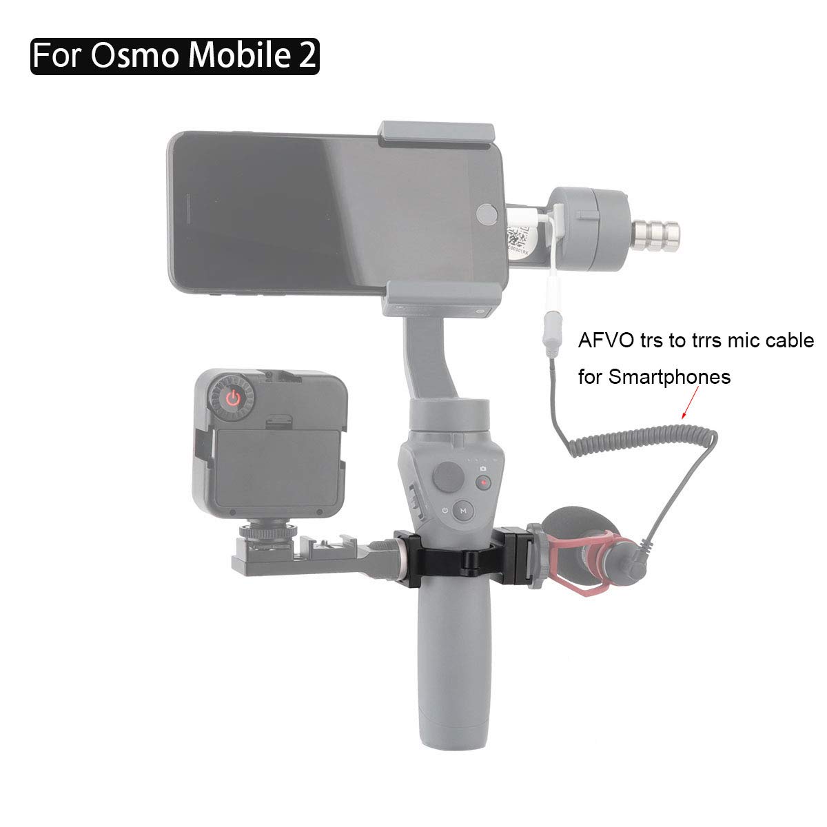 AFVO Ring Hot Shoe Adapter for DJI om 4 (Osmo Mobile 4), Osmo Mobile 3, Osmo Mobile 2 and Osmo Mobile 1, Adapter for Microphone and Light