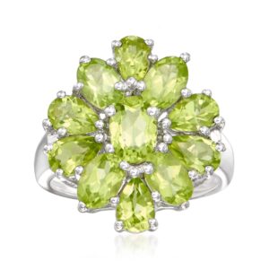 ross-simons 5.00 ct. t.w. peridot cluster ring in sterling silver. size 8