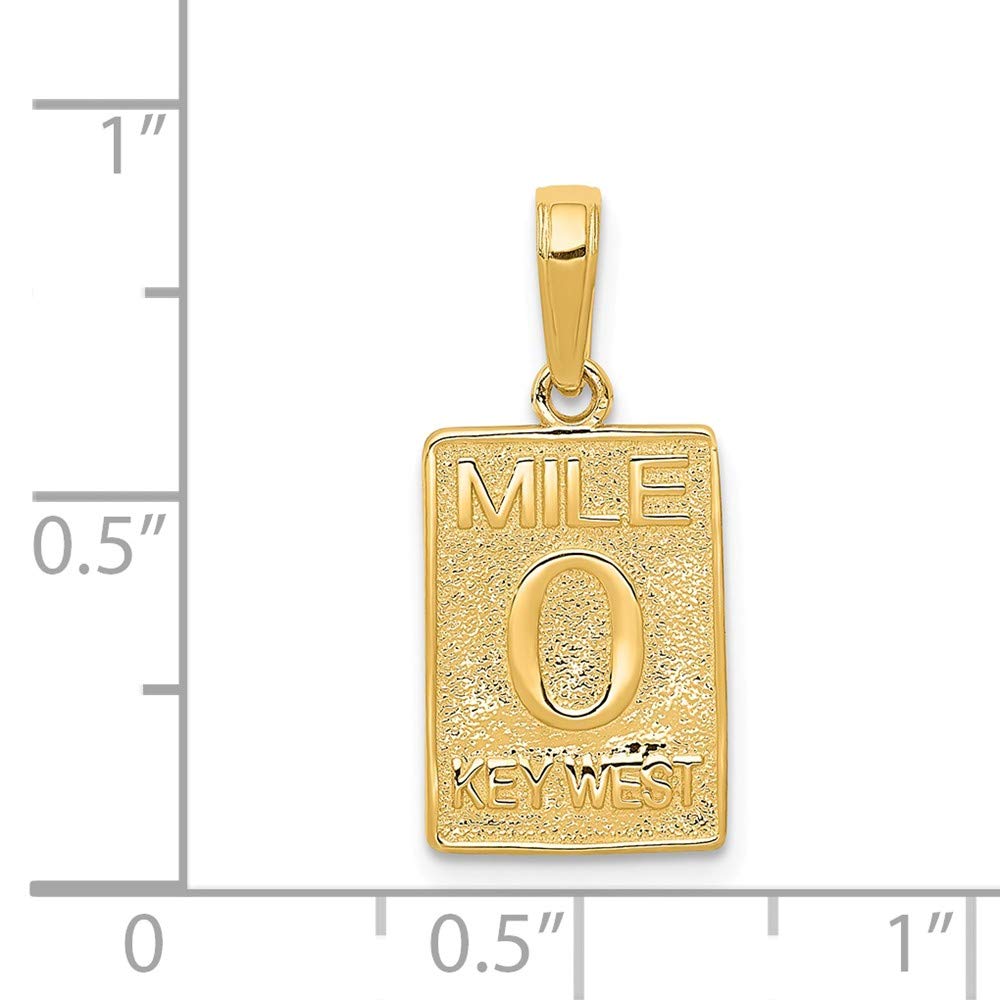 BillyTheTree Jewelry 14K Yellow Gold Mile 0 Key West Mile Marker Pendant