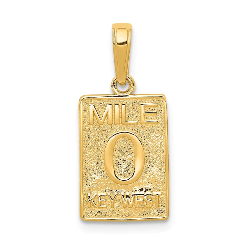 BillyTheTree Jewelry 14K Yellow Gold Mile 0 Key West Mile Marker Pendant