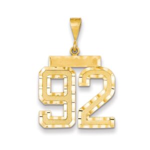 billythetree jewelry 14k yellow gold large shiny-cut number 92 pendant