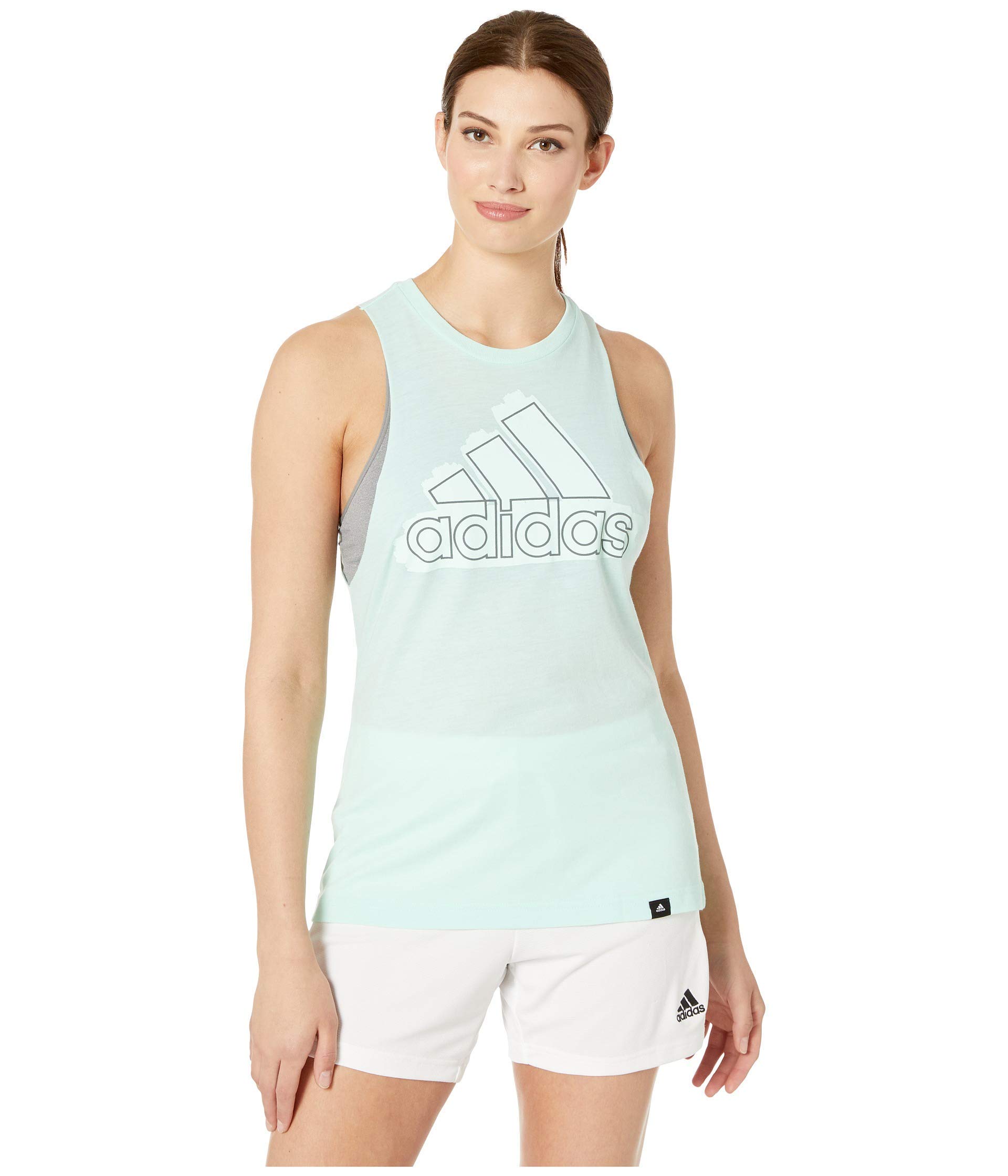 adidas Women's Tonal Badge of Sport Muscle Tee, Clear Mint, X-Small