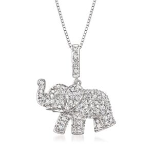 ross-simons 0.33 ct. t.w. pave diamond baby elephant pendant necklace in sterling silver. 18 inches