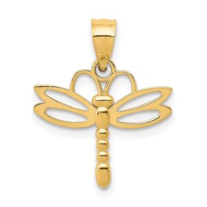 billythetree jewelry 14k yellow gold dragonfly pendant