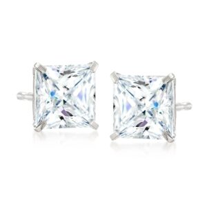 ross-simons princess-cut cz stud earrings in 14kt white gold