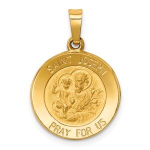 billythetree jewelry 14k yellow gold polished & satin st. joseph medal pendant