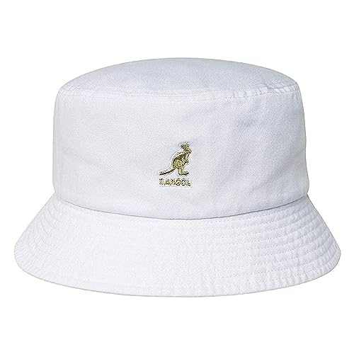 Kangol Washed Bucket Hat for Men and Women, Large, White