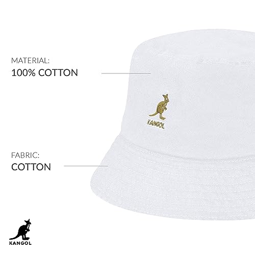 Kangol Washed Bucket Hat for Men and Women, Large, White