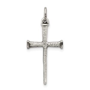 sterling silver antiqued nail cross pendant