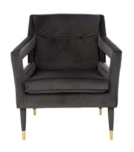 safavieh home mara retro glam shale velvet and gold tufted accent chair