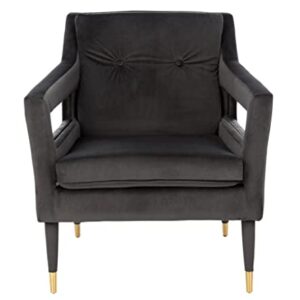 Safavieh Home Mara Retro Glam Shale Velvet and Gold Tufted Accent Chair