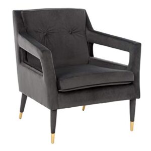 Safavieh Home Mara Retro Glam Shale Velvet and Gold Tufted Accent Chair