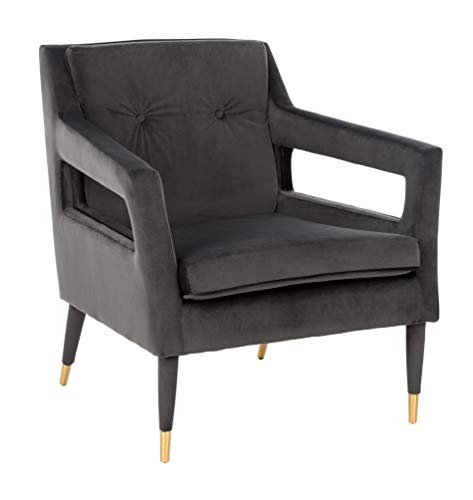 Safavieh Home Mara Retro Glam Shale Velvet and Gold Tufted Accent Chair