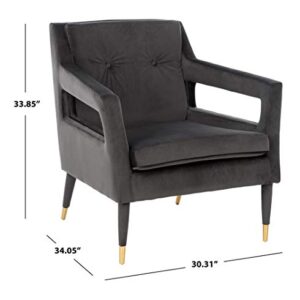 Safavieh Home Mara Retro Glam Shale Velvet and Gold Tufted Accent Chair