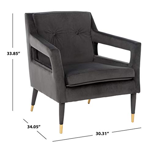 Safavieh Home Mara Retro Glam Shale Velvet and Gold Tufted Accent Chair