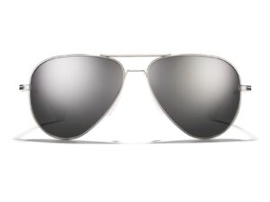 roka phantom performance aviator non-polarized sunglasses for men and women - silver frame - dark artic mirror lens