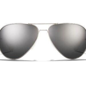 ROKA Phantom Performance Aviator Non-Polarized Sunglasses for Men and Women - Silver Frame - Dark Artic Mirror Lens