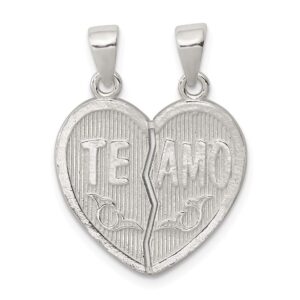 billythetree jewelry sterling silver polished te amo break apart heart pendant