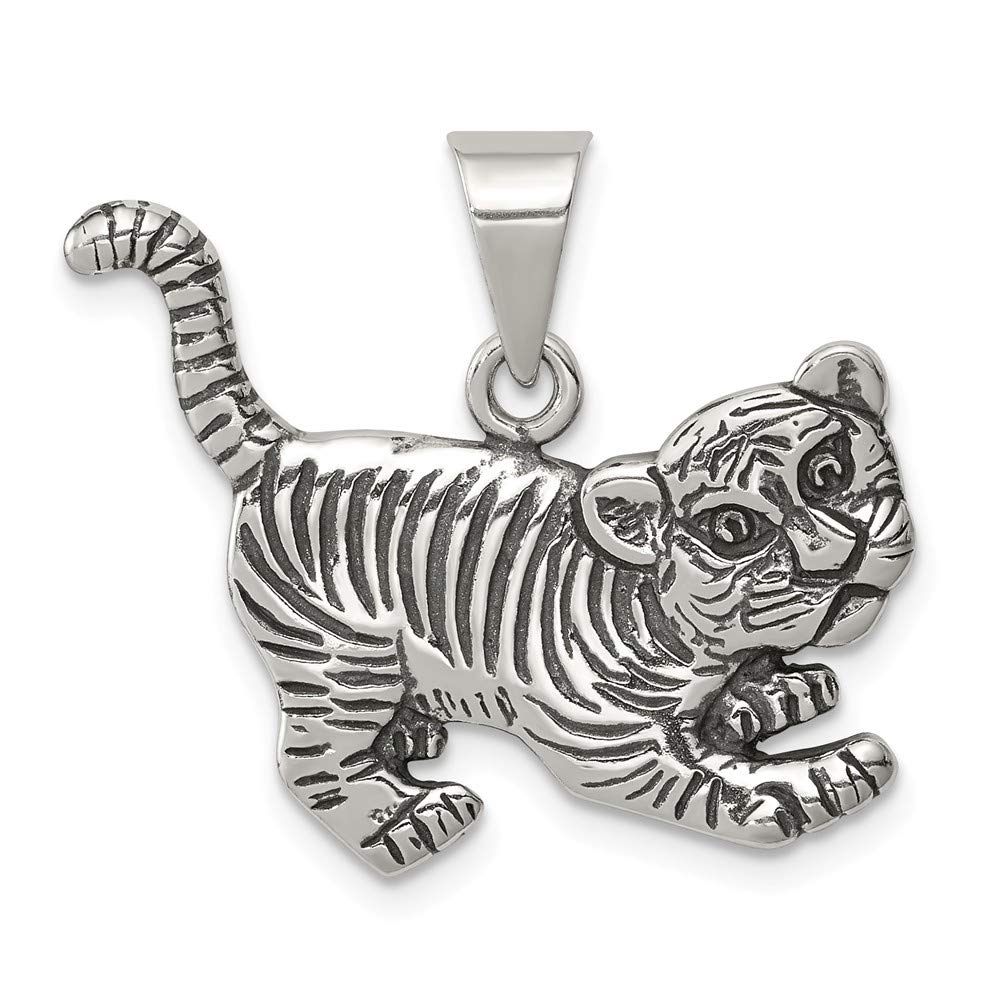 BillyTheTree Jewelry Sterling Silver Antiqued Tiger Pendant