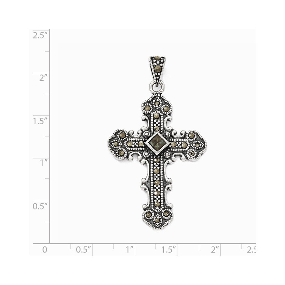 BillyTheTree Jewelry Sterling Silver Marcasite Cross Pendant