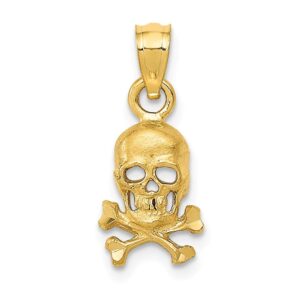 billythetree jewelry 14k yellow gold skull & cross bones pendant