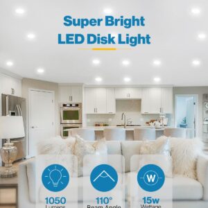 Sunco 24 Pack 5/6 Inch LED Disk Lights, Flush Mount Disc Recessed Ceiling Can Lighting, 1050 LM, 3000K Warm White, Dimmable, 15W=75W, Damp Rated ETL