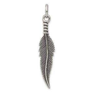 billythetree jewelry sterling silver antiqued feather pendant