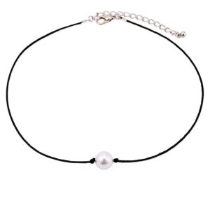 pearl necklace single pearl choker necklace for women leather cord choker for teen girls handmade choker jewelry gift