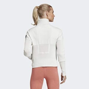 adidas Women's Zone Prime Knit Heather Jacket, Raw White/White, Small