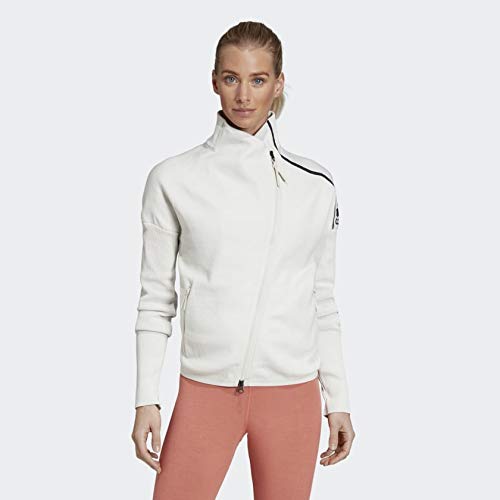 adidas Women's Zone Prime Knit Heather Jacket, Raw White/White, Small