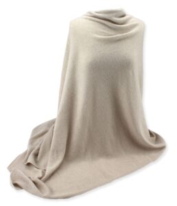 jet&bo 100% pure cashmere travel wrap, shawl, scarf & blanket beige, storage bag + gift box