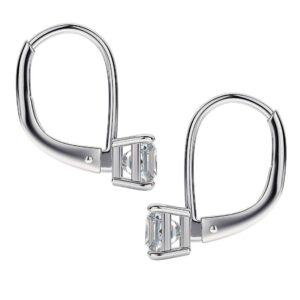 Mia Sarine Square Princess Cut Cubic Zirconia Drop Dangle Leverback Bridal Earrings for Women in Rhodium Plated Brass