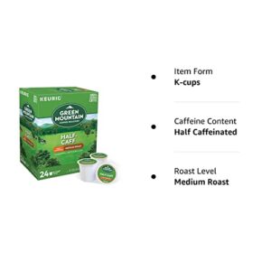 Green Mountain Coffee Roasters Half Caff, Single-Serve Keurig K-Cup Pods, Medium Roast Coffee, 24 Count