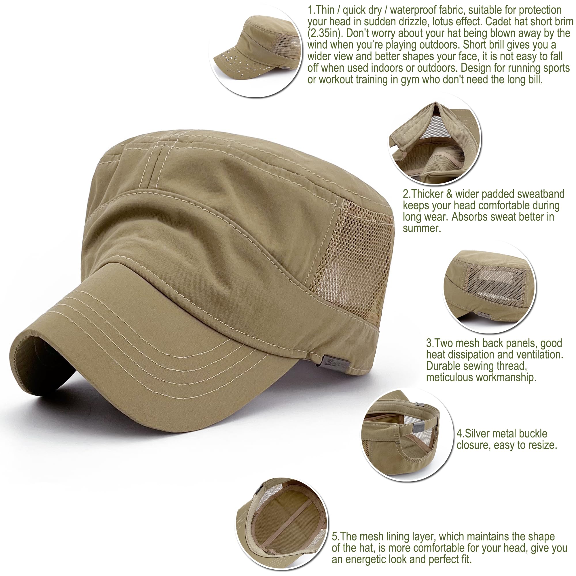 REDSHARKS Quick Dry Caps for Women Waterproof Hat for Men Running XL Beige Khaki