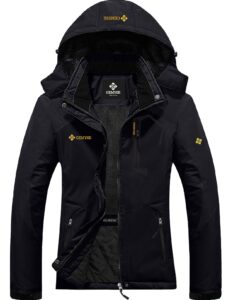 gemyse women's mountain waterproof ski snow jacket winter windproof rain jacket（black，medium）