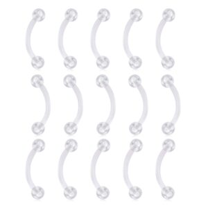 fectas 16g clear flexible plastic daith rook earrings eyebrow rings curved barbells belly piercing retainers 15pcs