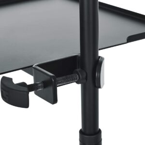 Gator FrameworksCases Microphone Stand Clamp-On Utility Shelf 15" x 11" Surface Area with 10 Pound Weight Capacity, Black, 11" x 15" (GFW-SHELF1115)