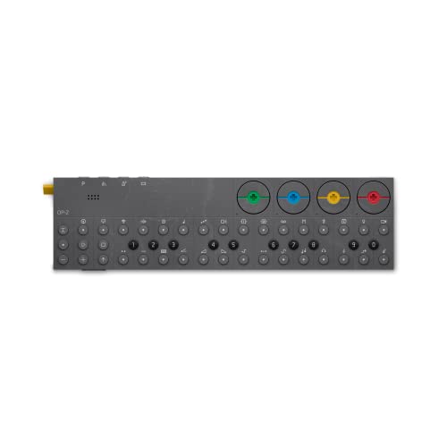 teenage engineering OP–Z portable sequencer, synthesizer, drum machine and visual controller with built-in microphone for sampling, effects and midi, iOS compatible and battery powered