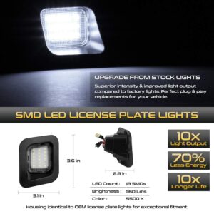 VIPMOTOZ Full LED License Plate Light For 2003-2018 Compatible with Dodge RAM 1500 2500 3500 Pickup Truck, 6000K Diamond White, 2-Pieces Tag Lamp Assembly Replacement