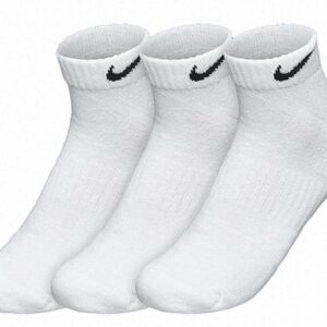 Nike Everyday Cushion Low Training Socks (3 Pair), Men's & Women's Athletic Low Cut Socks with Sweat-Wicking Technology, White/Black, Women's 4-6 and Youth 3Y-5Y