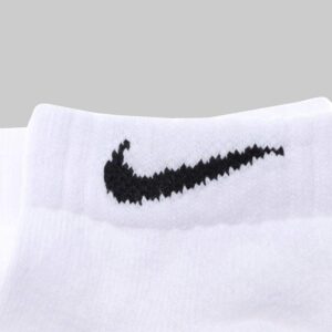 Nike Everyday Cushion Low Training Socks (3 Pair), Men's & Women's Athletic Low Cut Socks with Sweat-Wicking Technology, White/Black, Women's 4-6 and Youth 3Y-5Y