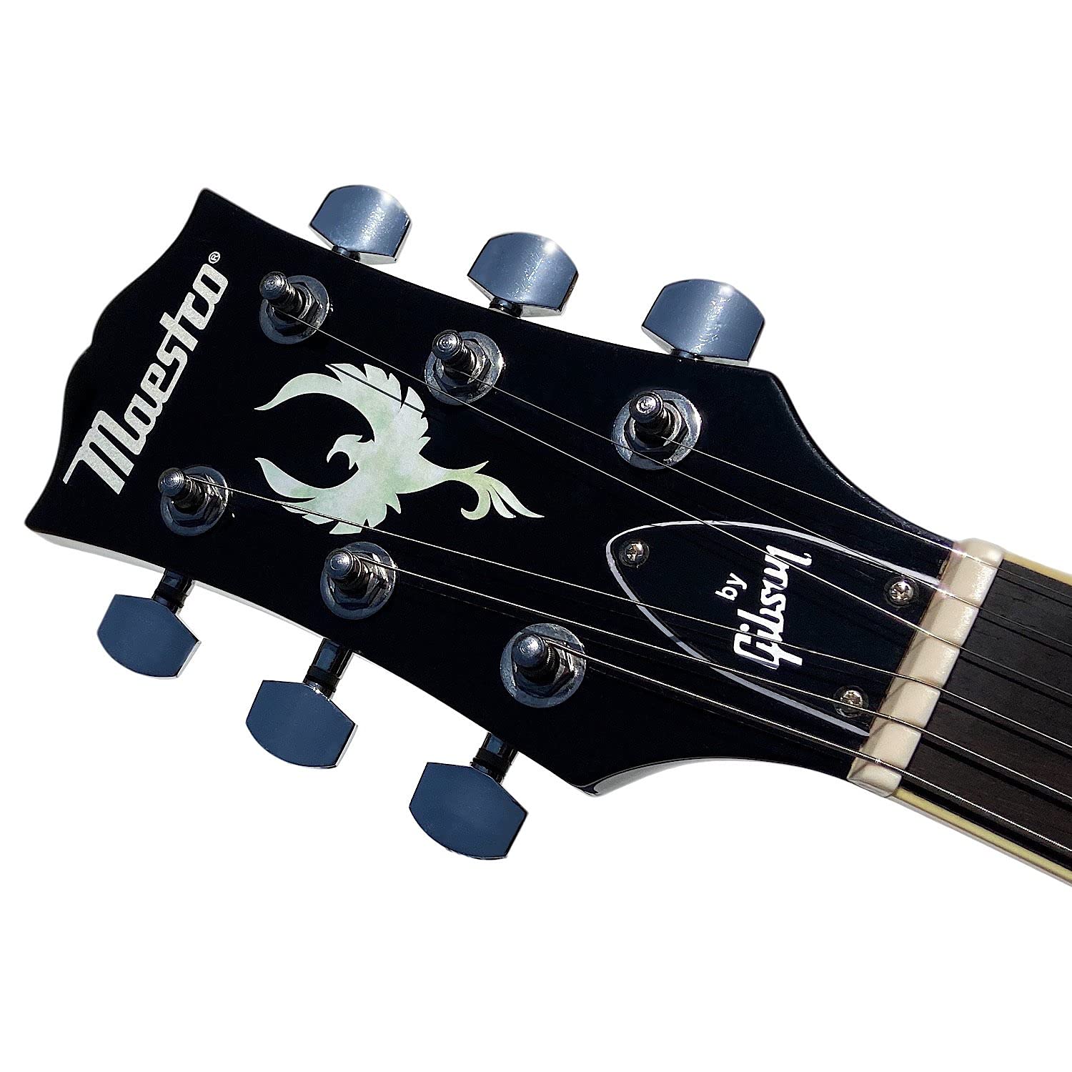 Inlay Sticker for Guitar Headstock - Phoenix Bird - White Pearl