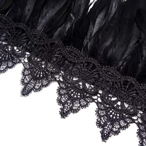 L'VOW Black Feather Shrug Cape Shoulder Wrap Lace Collar Halloween Costumes for Women (Black -001)