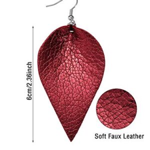 Jetec 8 Pairs Faux Leather Earring Set Leather Leaf Earring Petal Dangle Drop Earring for Birthday Women Girl