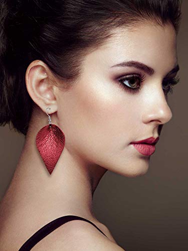 Jetec 8 Pairs Faux Leather Earring Set Leather Leaf Earring Petal Dangle Drop Earring for Birthday Women Girl