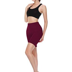 CADMUS Women's High Waist Spandex Yoga Shorts for Bike Running Two Side Pockets,10,Black,Grey,Wine Red,X-Large